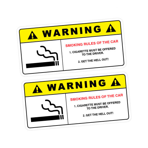 2X Warning Smoking Rules Sticker Decal | Warning Signs Stickers ...
