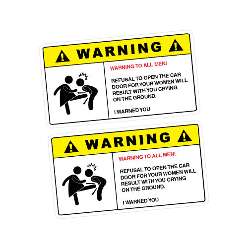 2X Warning Ball Kicking Women Sticker Decal | Warning Signs Stickers ...
