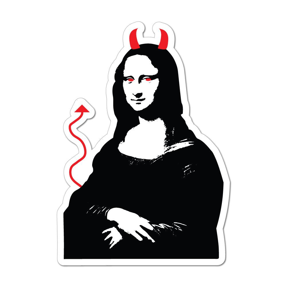 Mona Lisa Parody Art Funny The Joconde Famous Devil Laptop Car Sticker ...