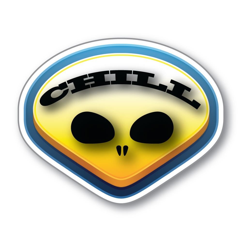 Chill Alien Face Sticker Decal | Alien Stickers - Sticker Collective
