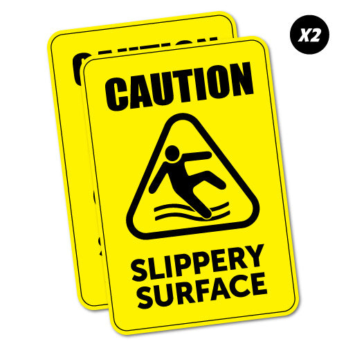 2 X Caution Slippery Surface Sticker | Safety Stickers - Sticker Collective