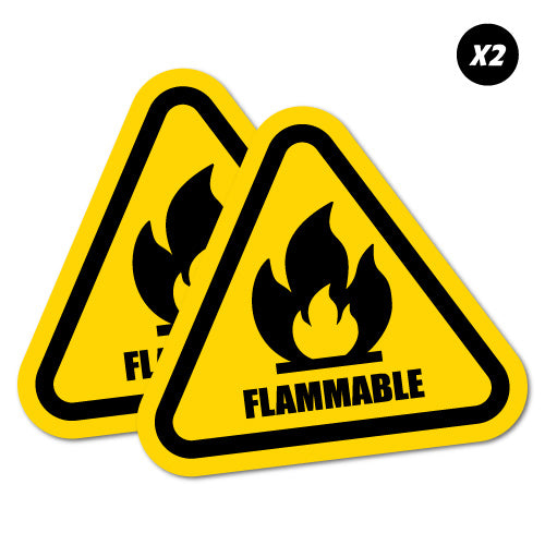 2 X Flammable Sticker | Fire Safety Stickers - Sticker Collective
