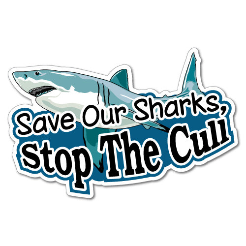 Save Our Sharks, Stop The Cull Car Laptop Sticker | Humanity Stickers ...