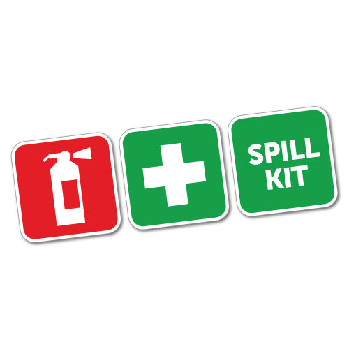 First Aid Fire Extinguisher And Spill Kit Sticker | Fire Safety, First ...