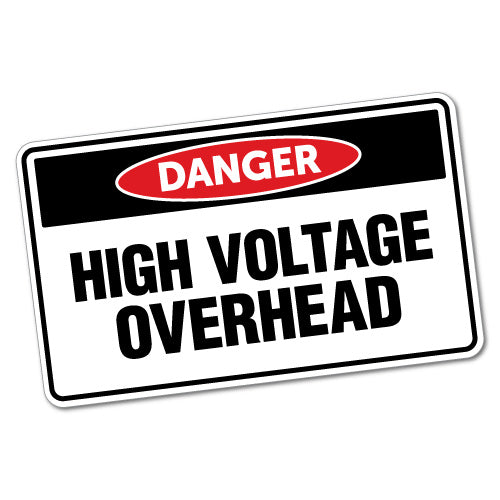Danger High Voltage Overhead Sticker | Danger Signs Stickers - Sticker ...