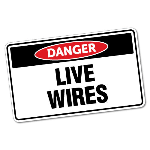 Danger Live Wires Sticker | Danger Signs Stickers - Sticker Collective