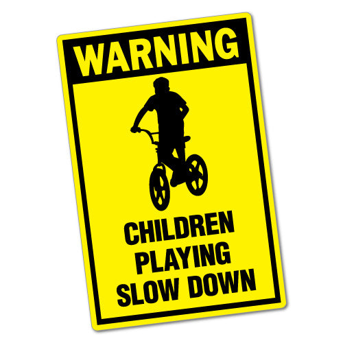 Children Playing Slow Down Sticker | Signage Stickers - Sticker Collective