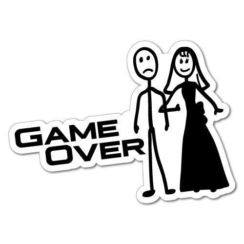 Game Over Wedding Married Sticker | Bumper Stickers - Sticker Collective