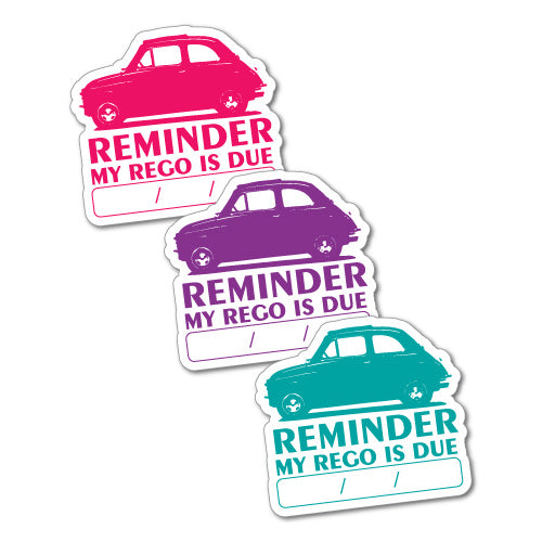 3X Reminder My Rego Is Due Mini Car Sticker | Reminders Stickers ...