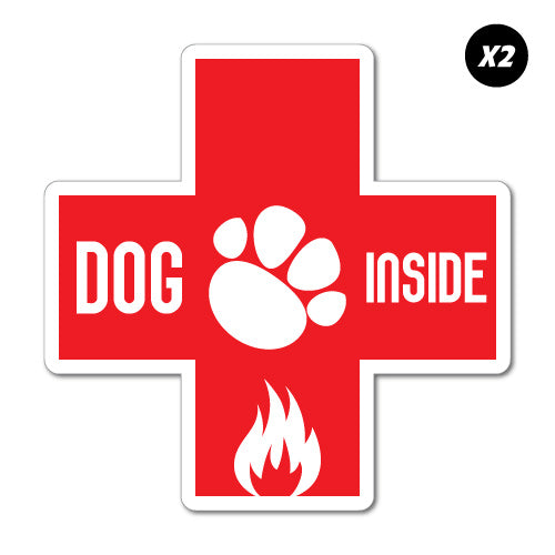 2X Dog Inside Fire Emergency Sticker | Dogs Stickers - Sticker Collective