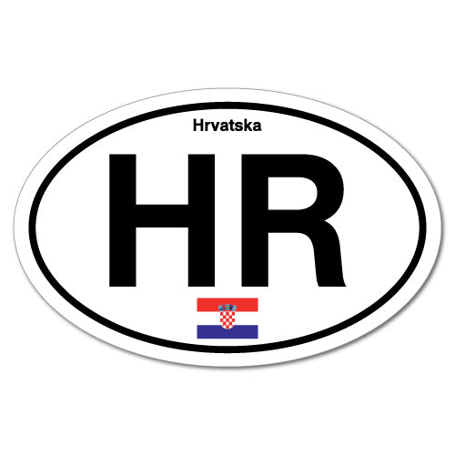 Hr Croatia Croatian Country Code Hrvatska Oval Sticker | Croatian ...