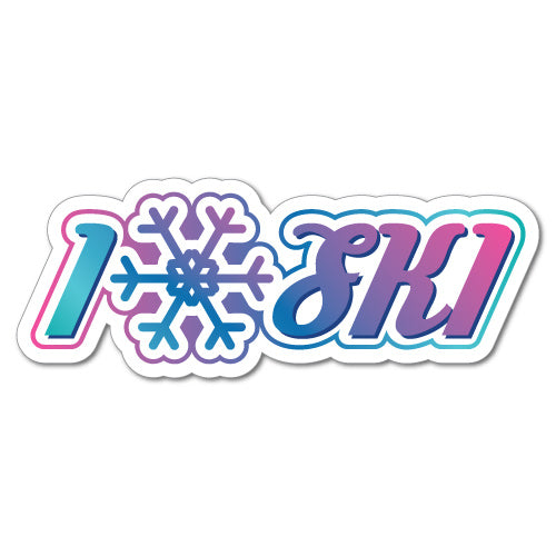 I Love Ski Snowflake Snowboard Board Winter Sticker | Snowsports ...