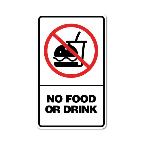 No Food Or Drink Sticker | Prohibtion Signage Stickers - Sticker Collective