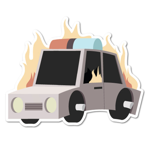 Ftp Cop Car Burning | Funny Stickers - Sticker Collective