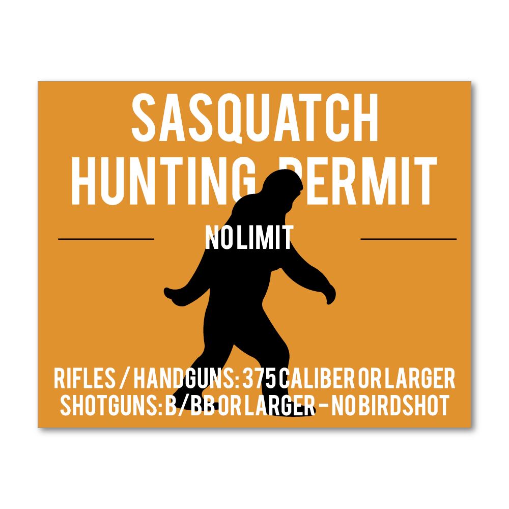 Sasquatch Hunting Permit Sticker Decal | Car Stickers - Sticker Collective