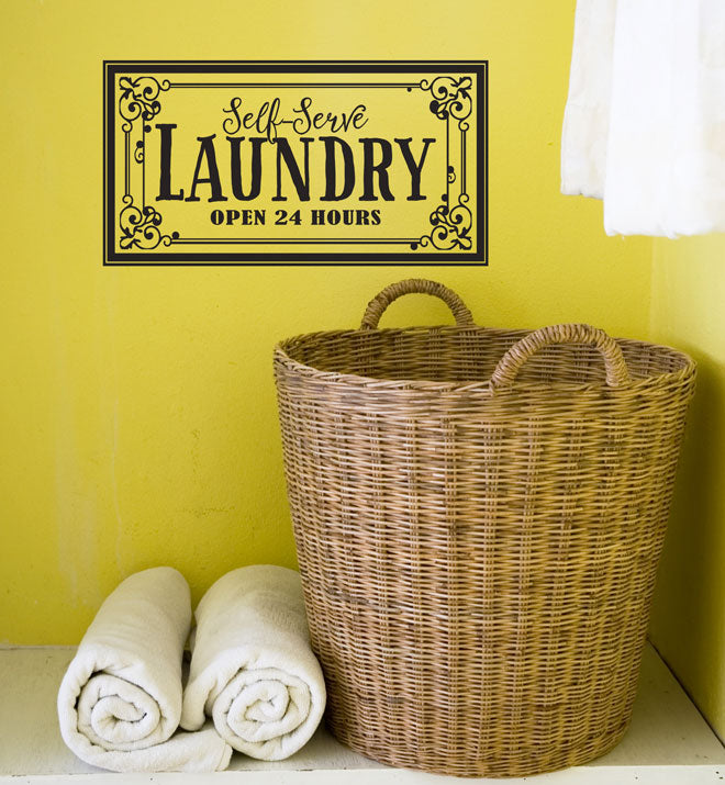 Laundry Open 24 Hours Wall Sticker — Sticker Collective