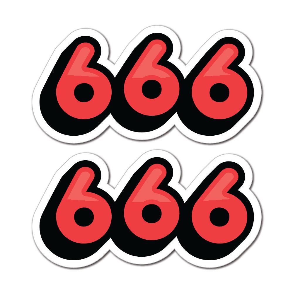 2X Devils Number 666 Sticker Decal | Grunge Stickers - Sticker Collective