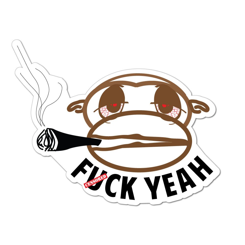 Fck Yeah Monkey High Stoned Funny Bloodshot Eyes Car Sticker Decal ...